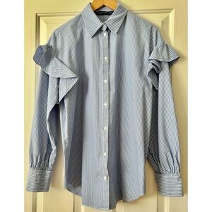 Zara | Tops | Zara Ruffle Shoulder Button Down Shirt | Poshmark